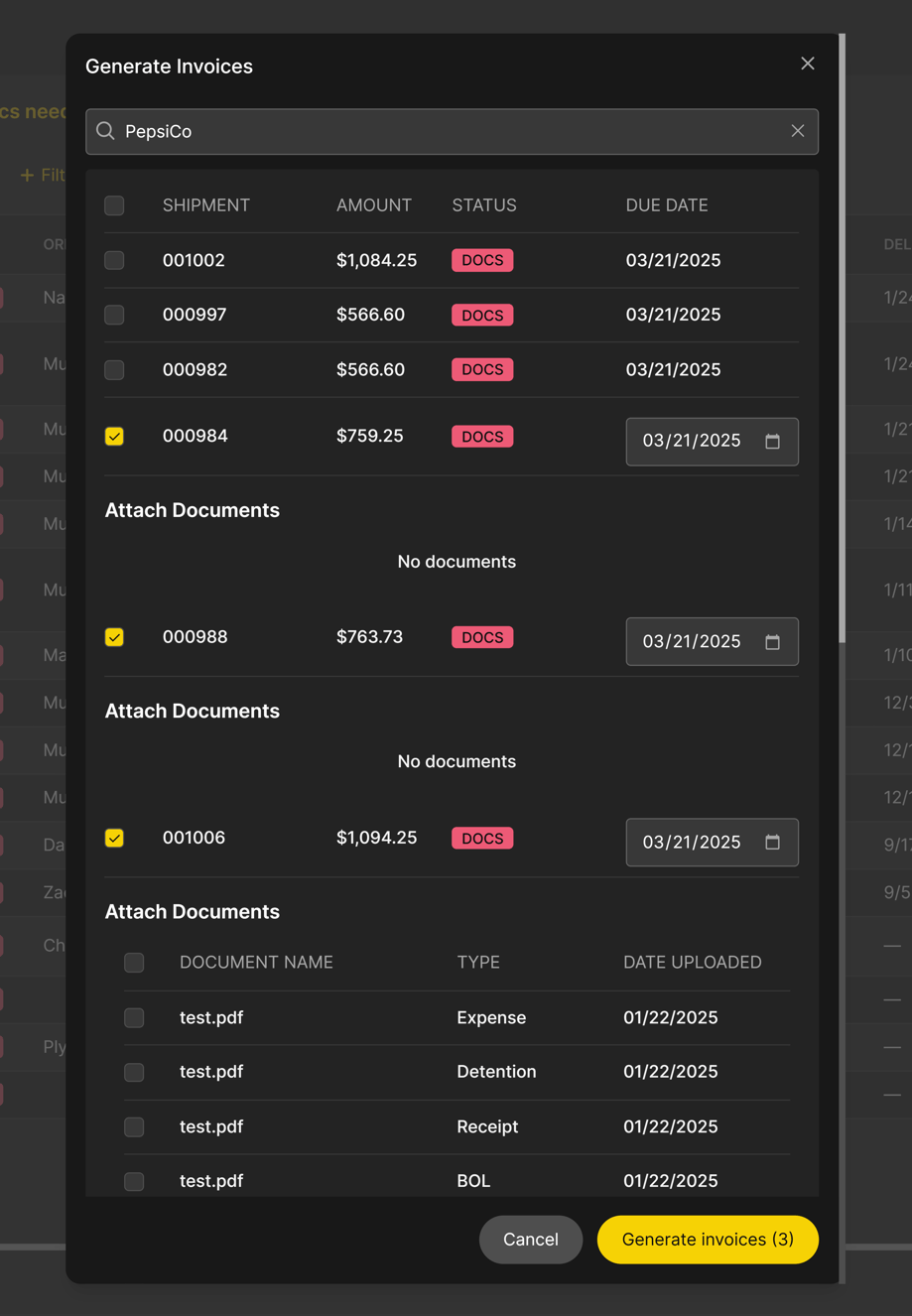 Generate Batch Invoices